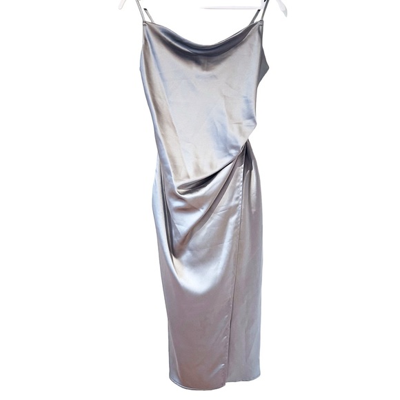 re:named | Dresses | Renamed Bodycon Midi Dress S Silver Cowl Neck ...